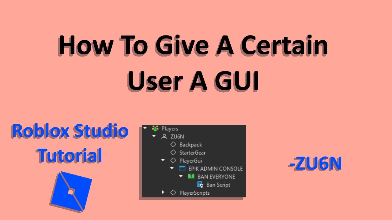 How To Give A Certain User A GUI (Roblox Studio) - YouTube