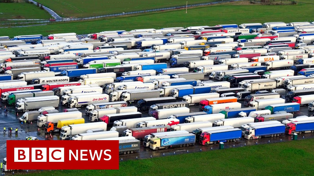 Queues of lorries remain in Kent - BBC News - YouTube