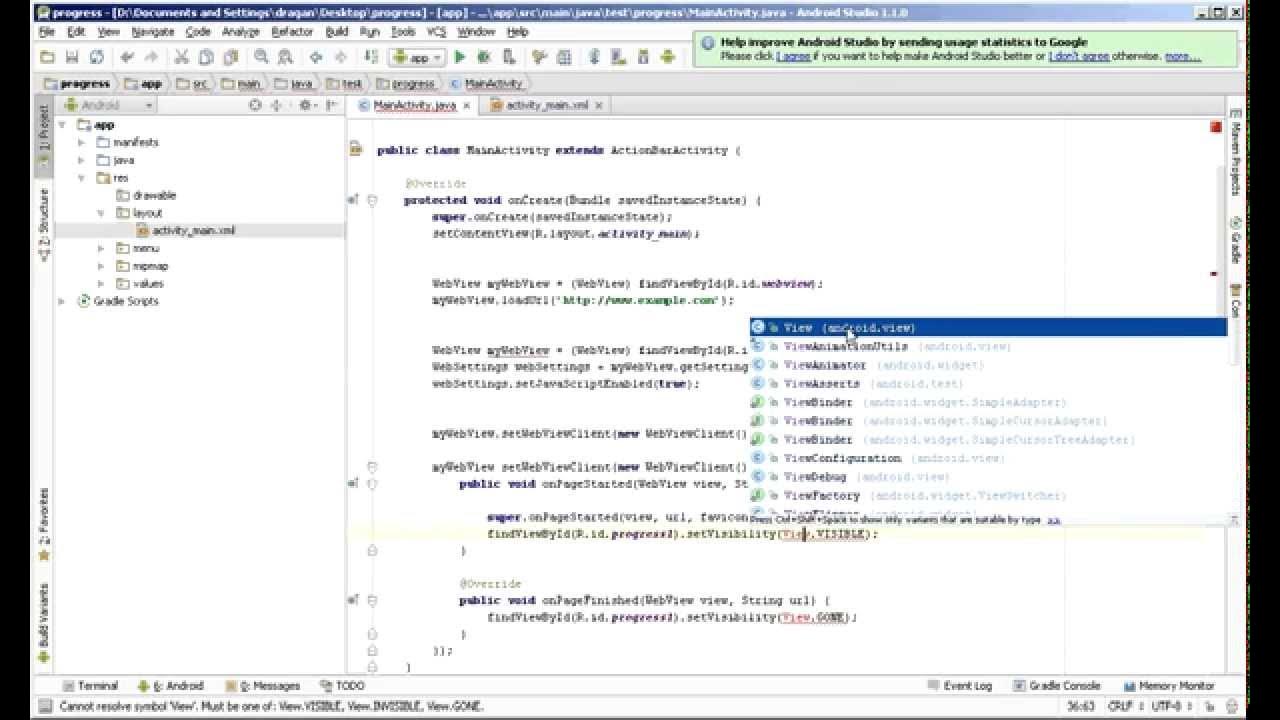Webview progressbar android app - YouTube