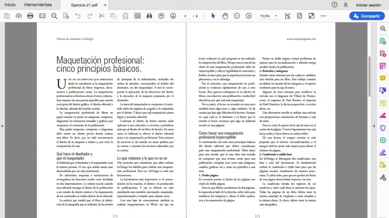 Iniciación a InDesign - Documento de páginas opuestas - YouTube