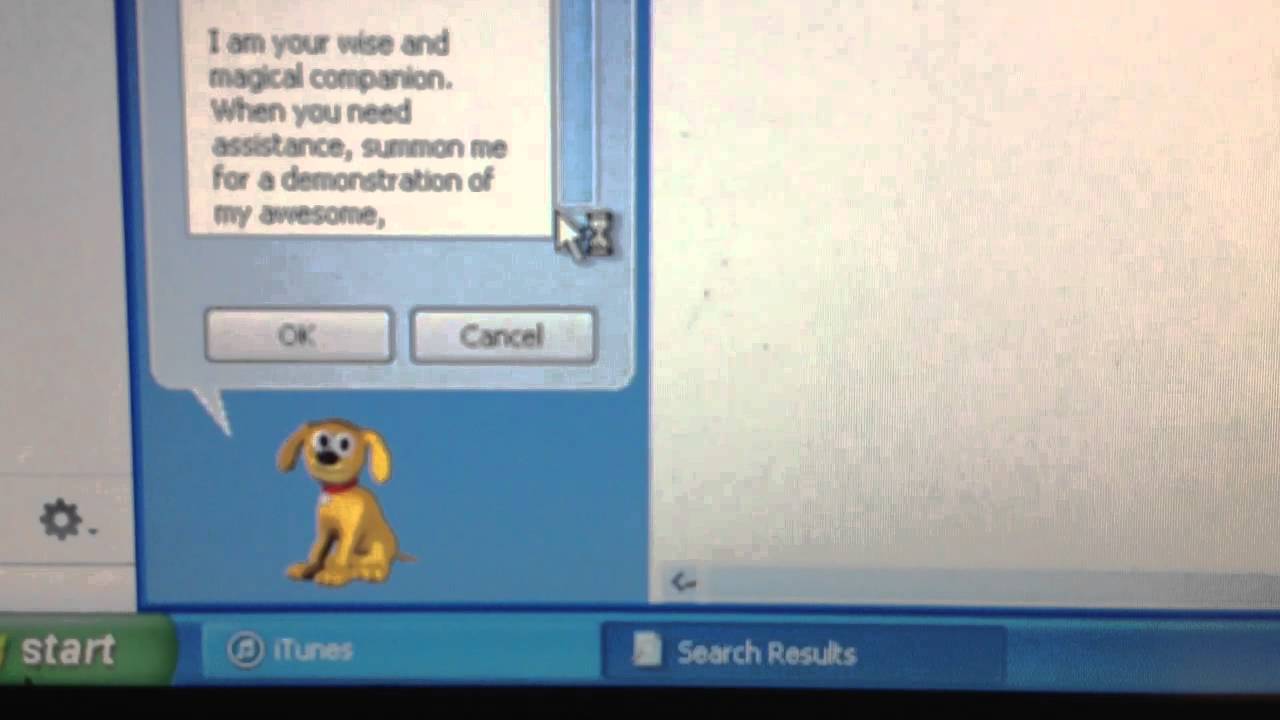 Windows XP search 3D animated character list - YouTube