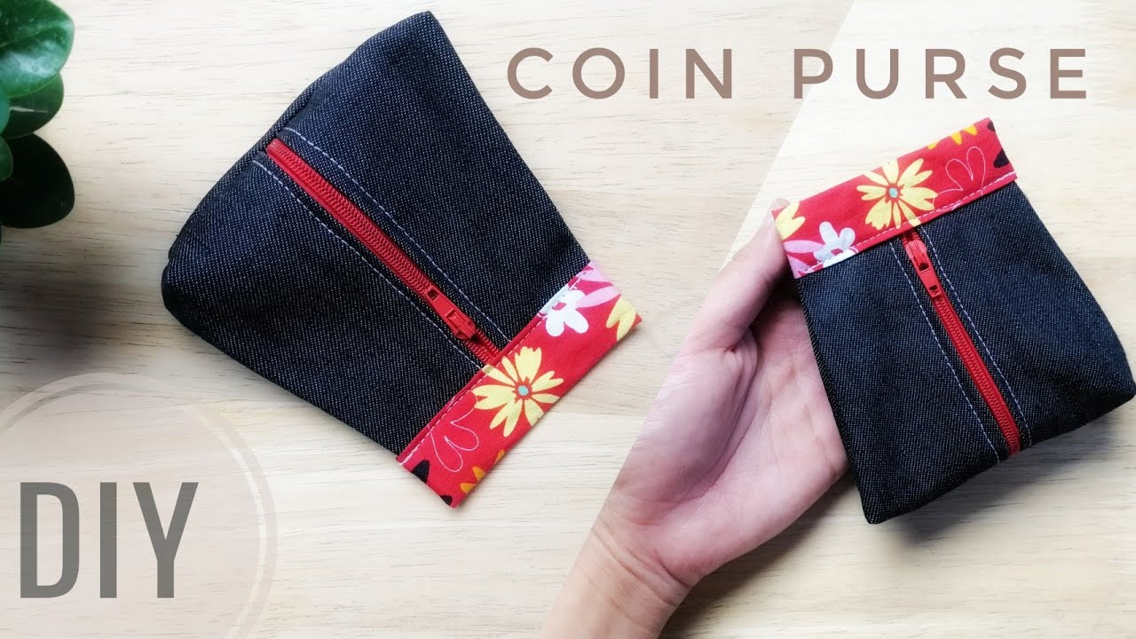 DIY EASY COIN PURSE, Cute zipper coin pouch bag tutorial, How to sew a ...