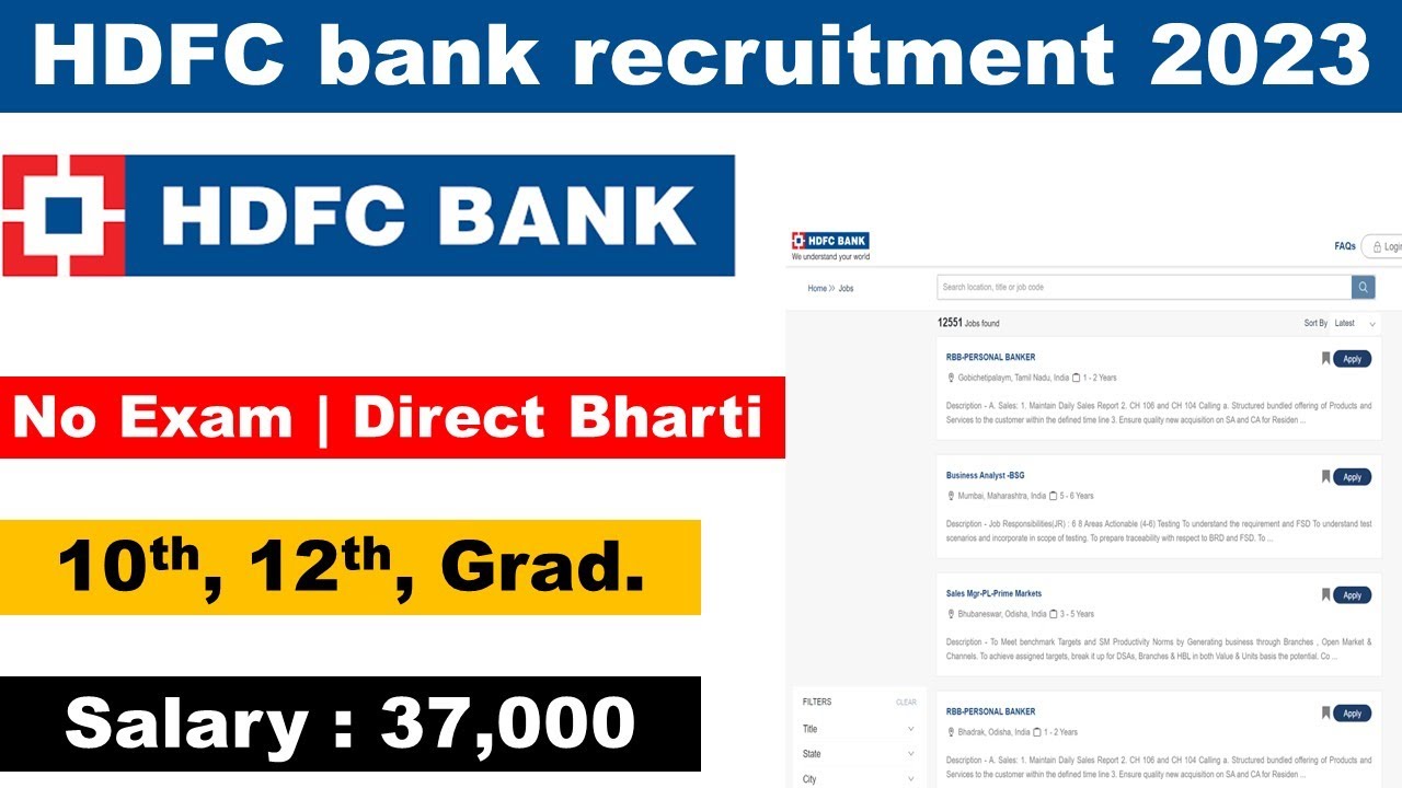 HDFC Bank Recruitment 2023 | HDFC Job Vacancy 2023 | Bank Recruitment ...