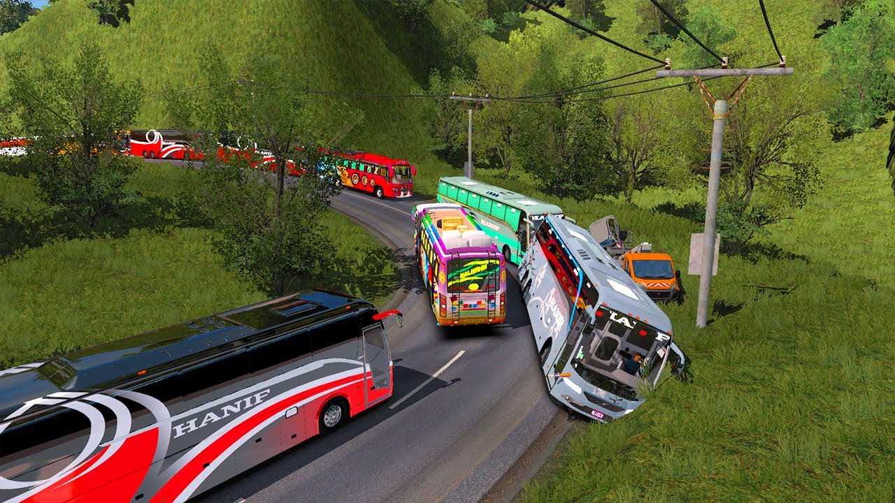 High Traffic Jam due to Volvo Bus Accident | Volvo Bus Traffic | ETS2 ...