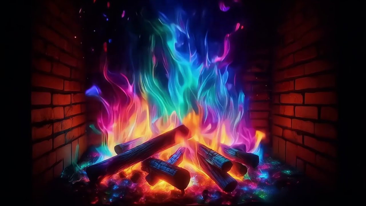 Cozy RAINBOW FLAMES Fireplace - YouTube