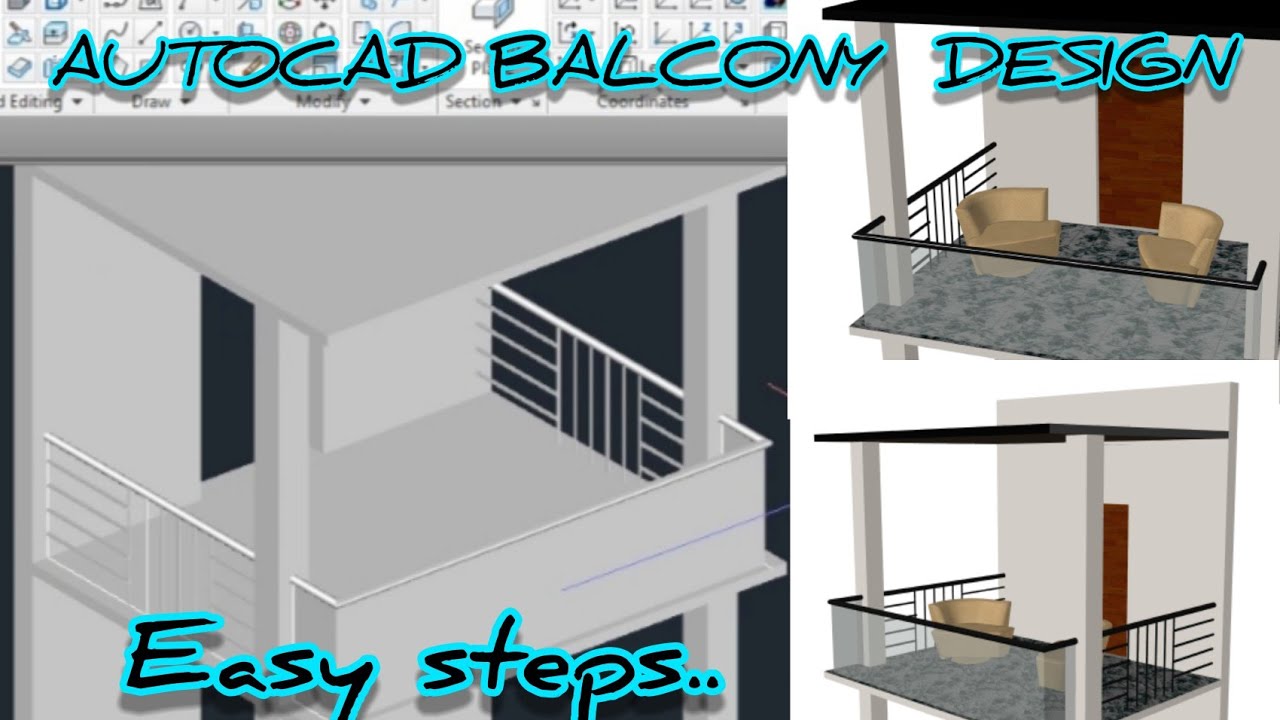 3D Balcony Design Making in Autocad Full.Beautiful Balcony Design.# ...