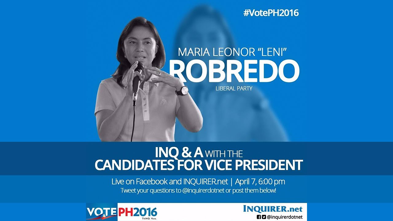 INQ & A with VP candidate Leni Robredo - YouTube
