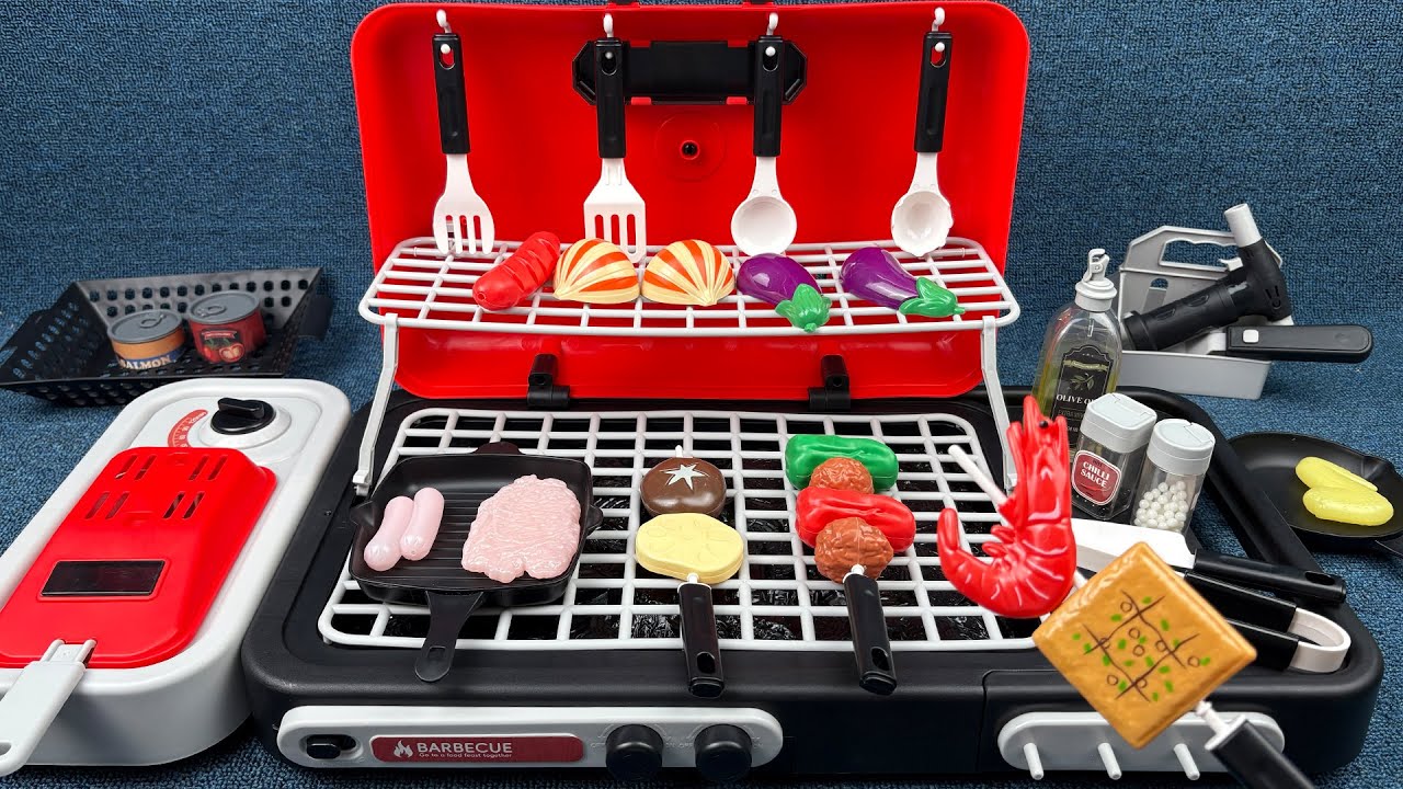 【Toy ASMR】Cooking Toys Playset, Satisfying Unboxing with BBQ toy set ...