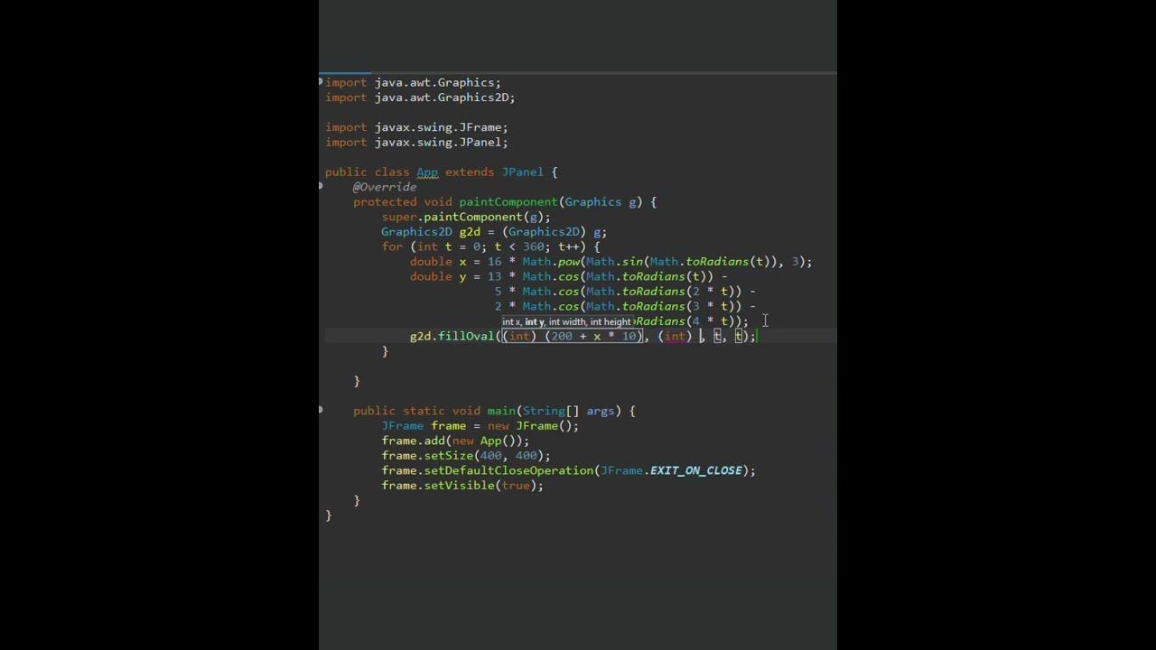 Draw a Heart in Java 2D! ️ Perfect for Valentine's Day #java #maths # ...