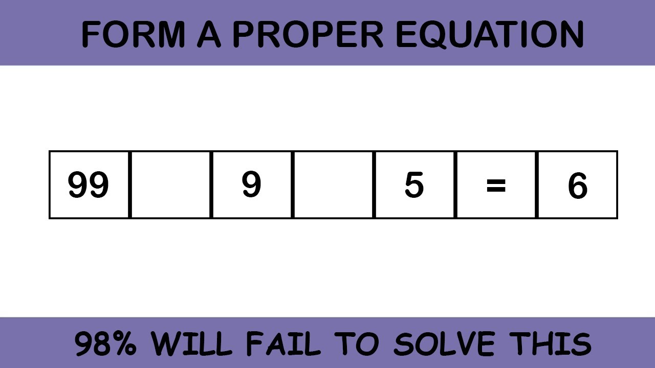 Fill in the blanks with correct maths symbols to form a proper equation ...