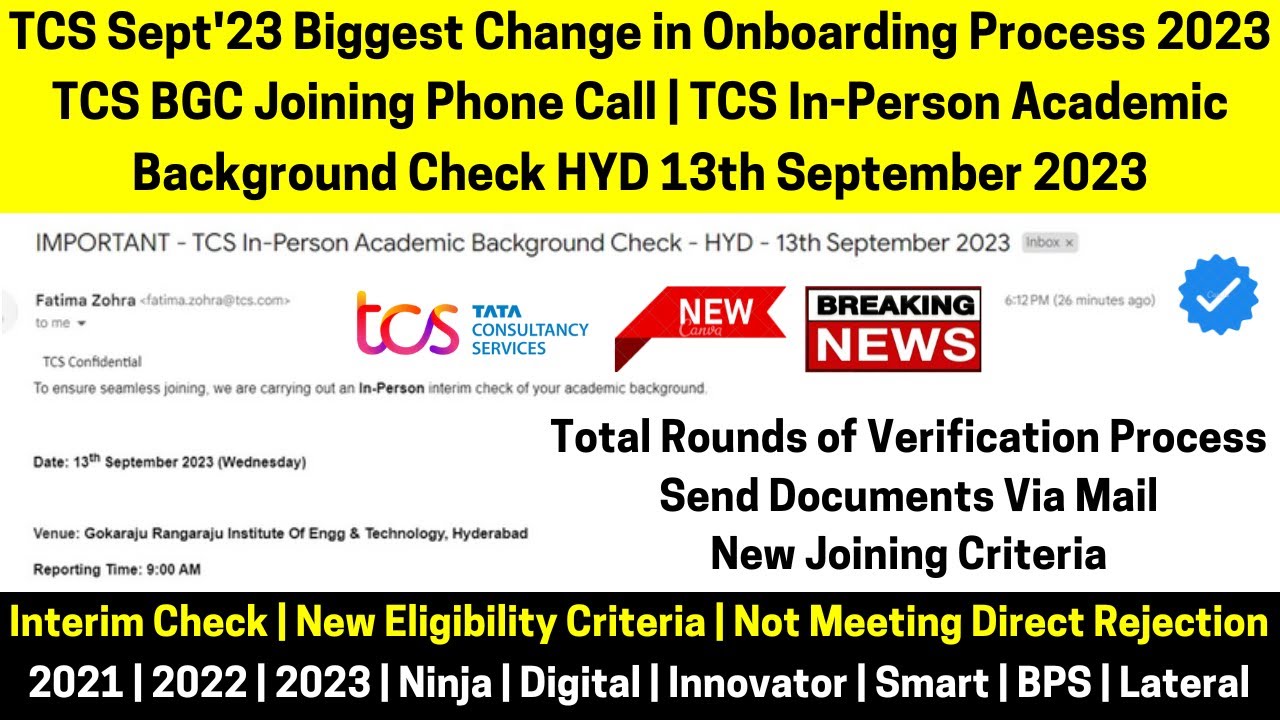 TCS Change in Onboarding Process 2023 | Joining & Eligibility Criteria ...