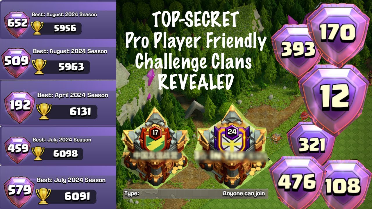 SECRET Pro Player Friendly Challenge Clans YOU Can Join!! - YouTube