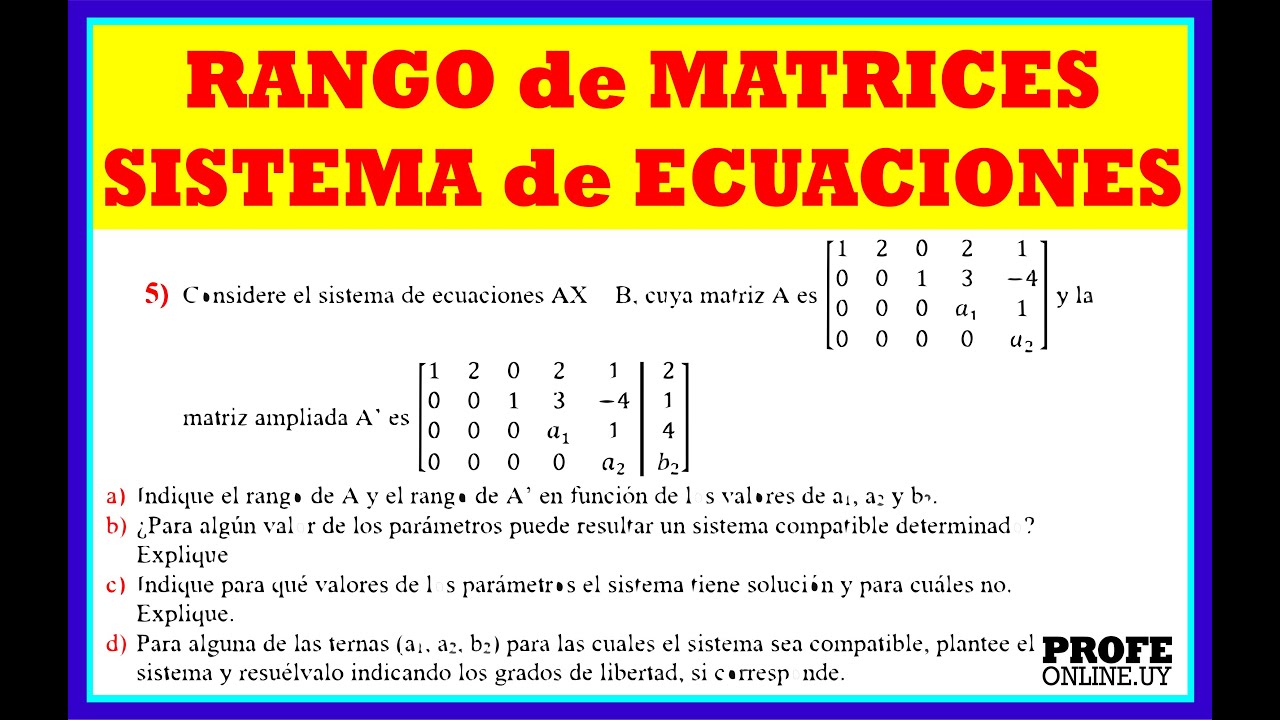 👉 Rango de una Matriz Asociada a SISTEMA de Ecuaciones ☑️ Compatible ...