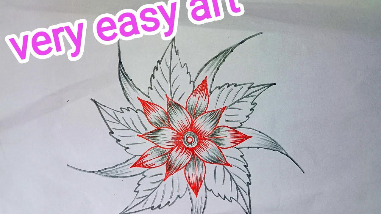 very easy simple art flower design - YouTube