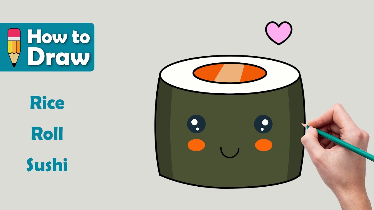 [#3/9] Learn to Draw 🍣 Rice Roll Sushi! Fun and Easy Tutorial 🎨 # ...