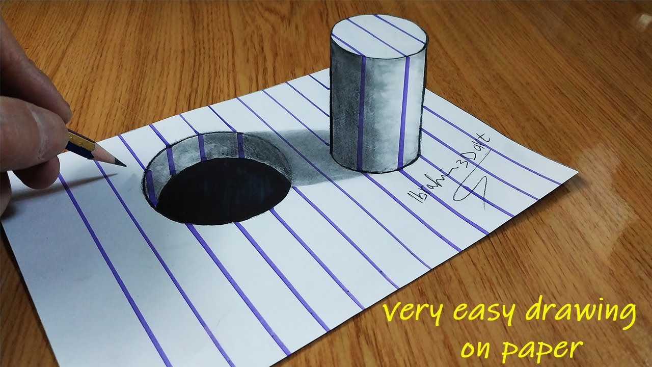 very easy drawing on paper for beginners | hole drawing - YouTube