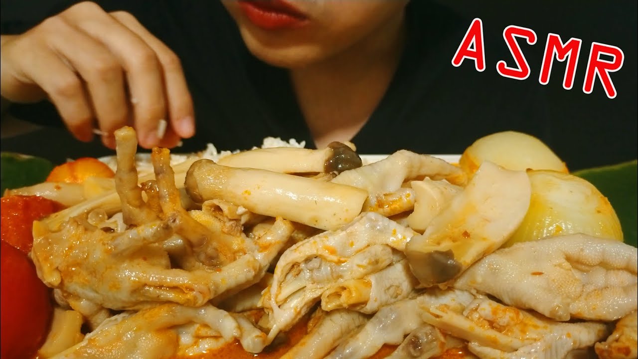 ASMR EATING SPICY CHICKEN FEET WITH RICE (EATING SHOW) - YouTube