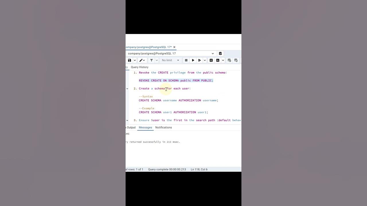 How To Create User Private Schemas In Postgresql Best Postgresql Tutorial Shorts Youtube