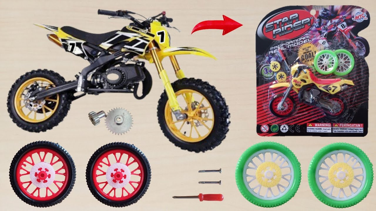 Unboxing Mainan Motor Trail Mini 2022 | Merakit Motor Cross Mini Kecil ...