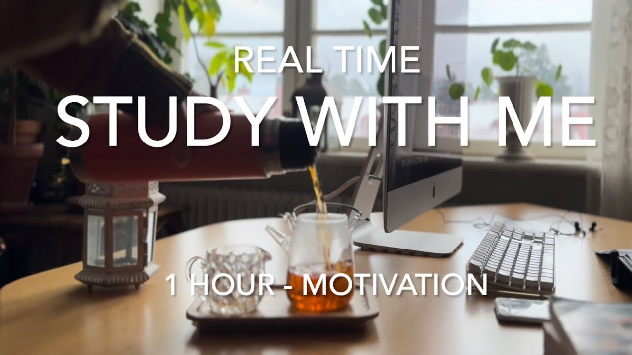 Real time STUDY WITH ME (no music): 1h motivation, Background noise, Productive, No break ...