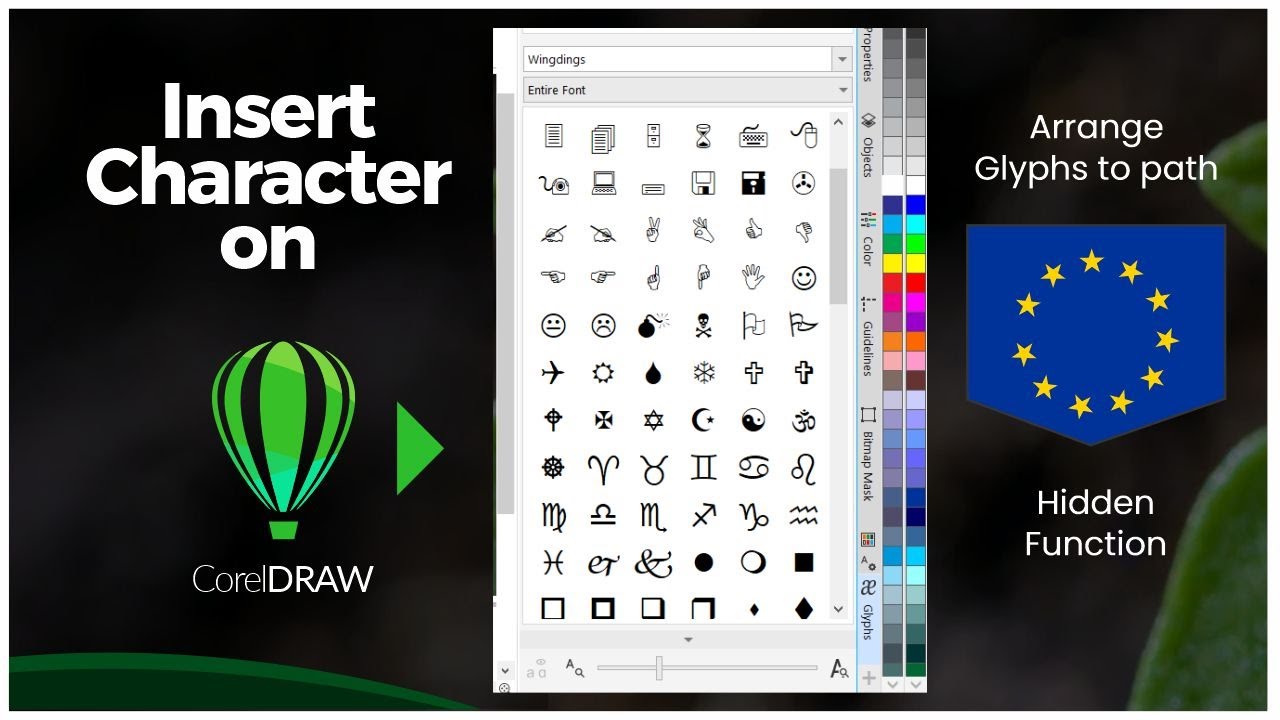 Using Insert Character Function In Arranging Stars In A Circular Path Coreldraw English Tutorial