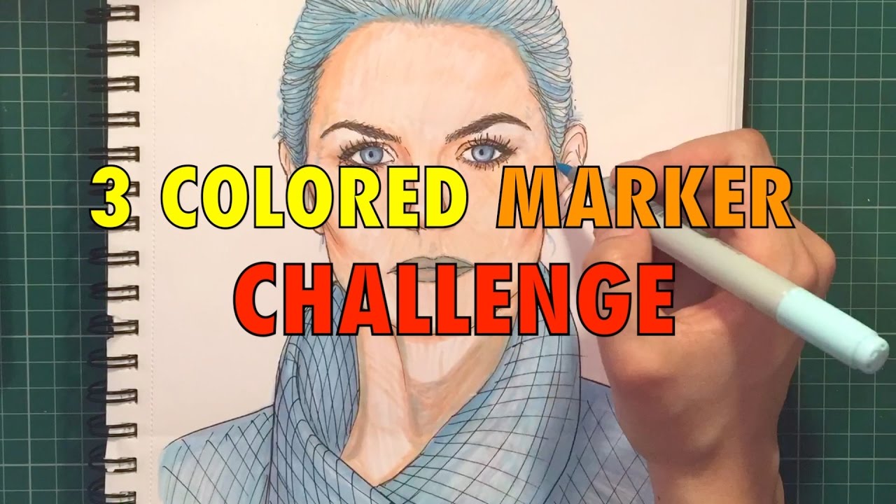 3 Colored Marker Challenge!!! - YouTube