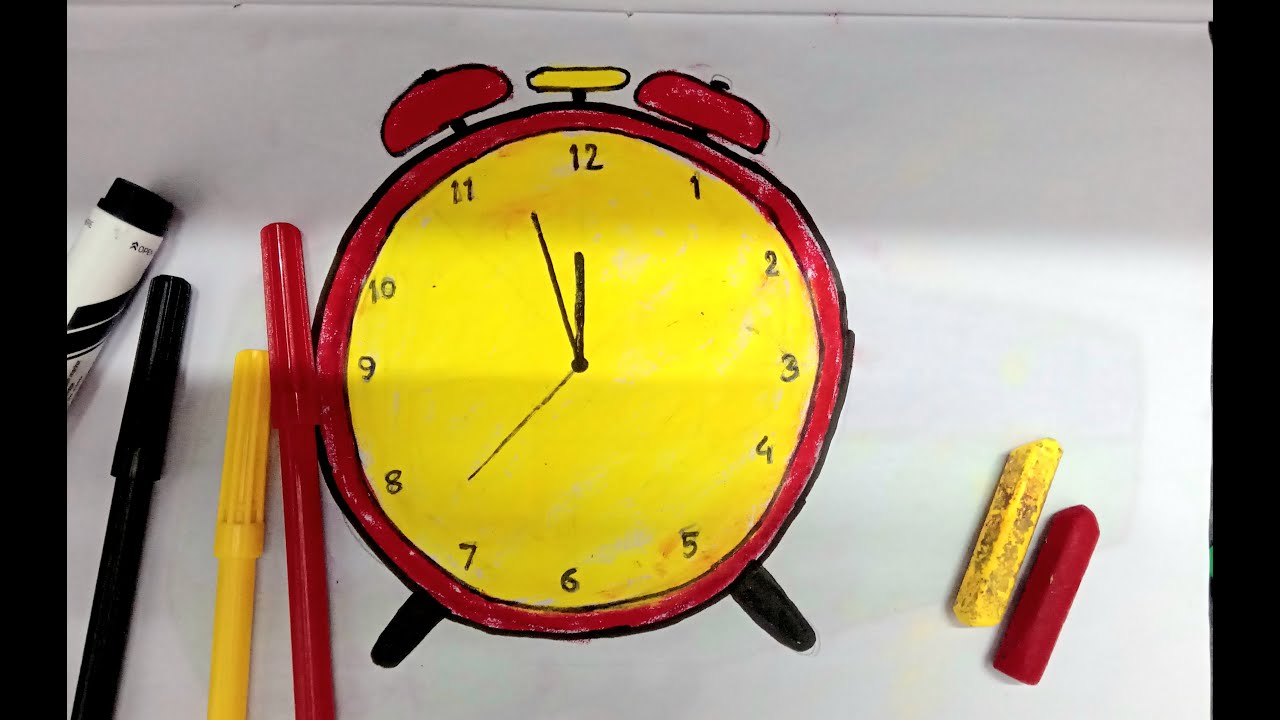 Clock easy drawing how to draw Clock - YouTube