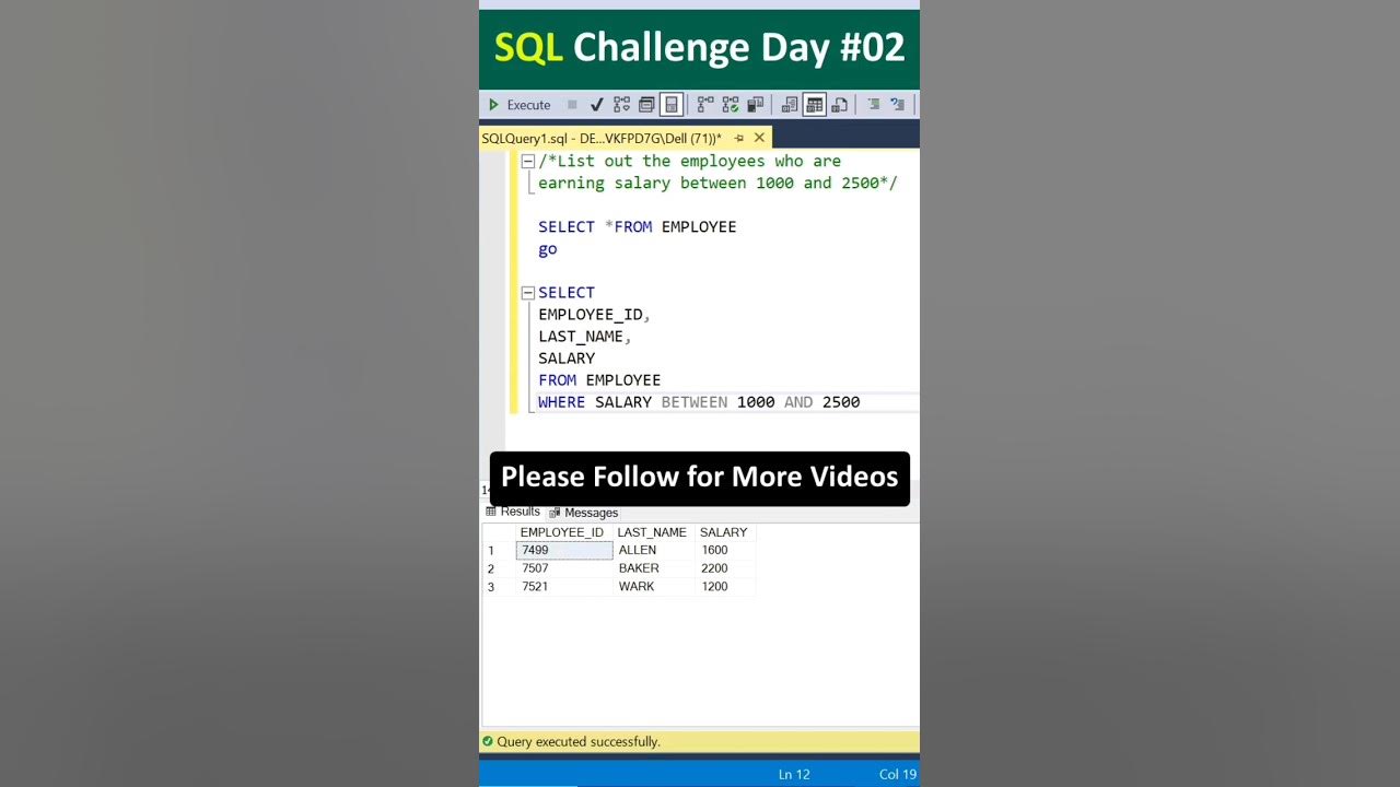 SQL Challenge Day # 02 | SQL Interview questions #sql #shorts - YouTube