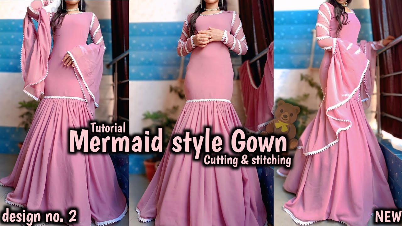 Fish cut dress cutting & stitching , mermaid gown cutting & stitching ...