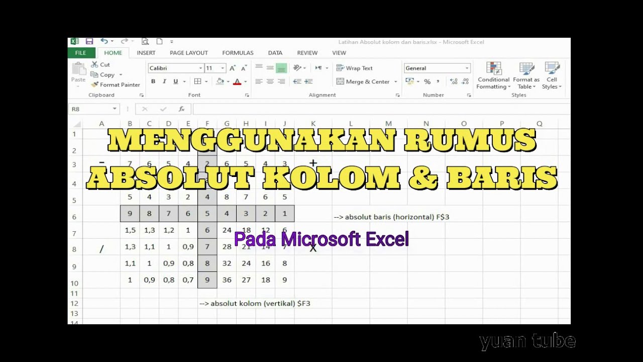 Menggunakan Rumus Asolut Kolom & Absolut Baris Pada Microsoft Excel ...