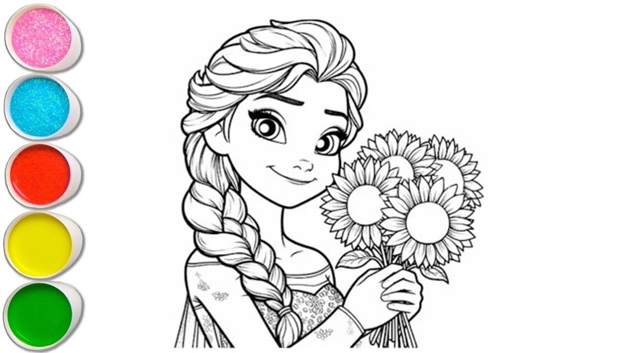 How To Draw Beautiful Elsa Drawing For Kids, Panting And Coloring For ...