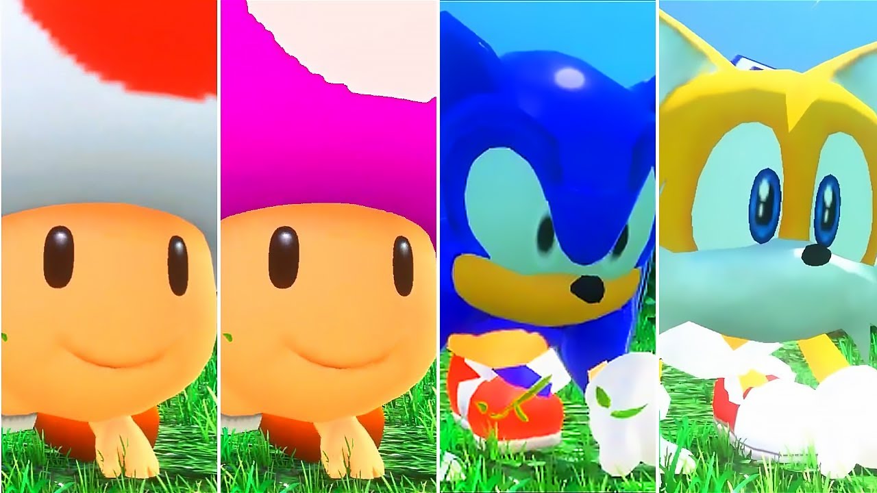 Super Mario Odyssey - Toad vs Toadette vs Sonic vs Tails (Splitscreen ...