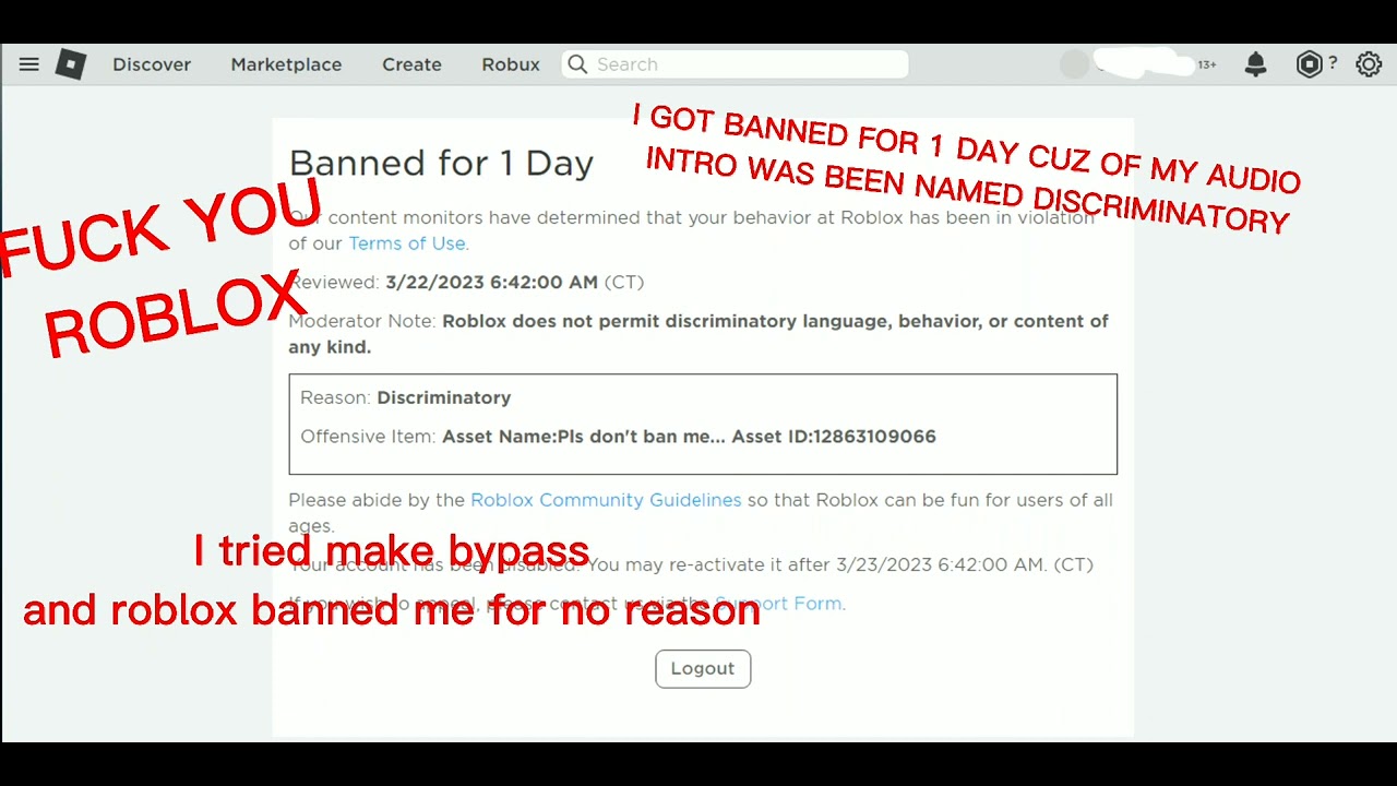 I got banned for 1 day because my audio intro in start causes ...