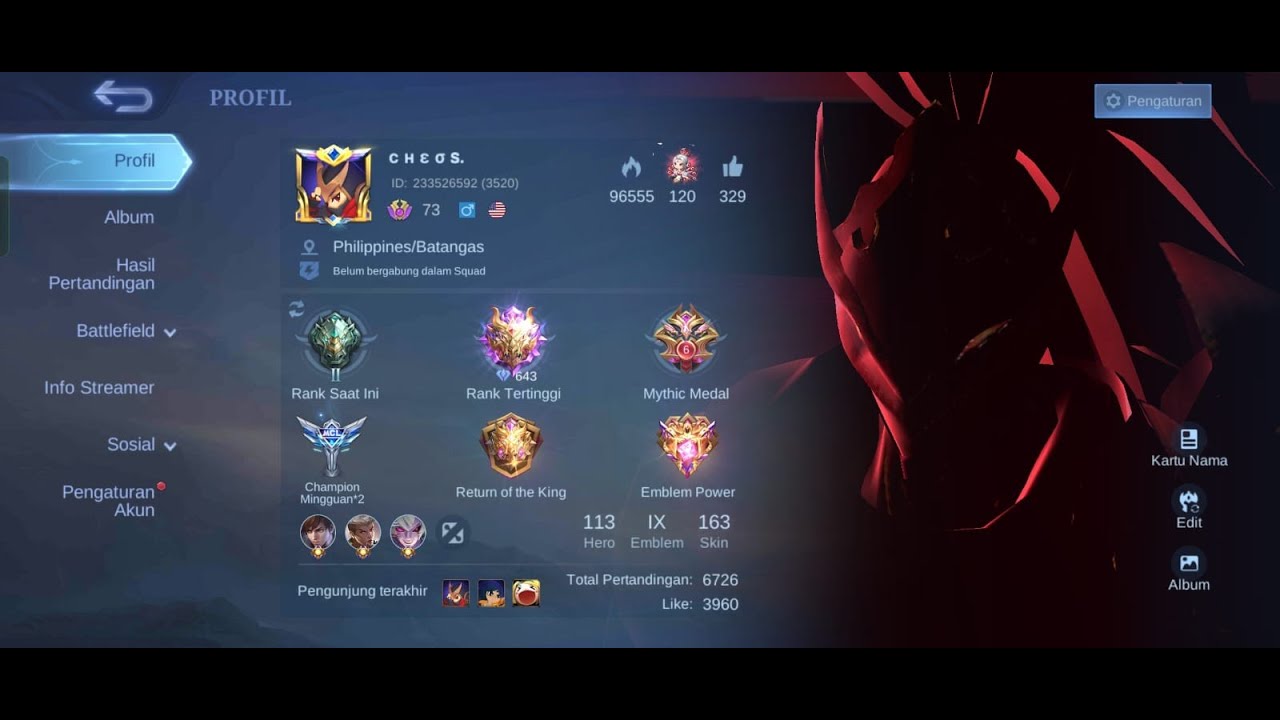 BAGI BAGI AKUN ML SULTAN TERBARU 2023, SKIN 163+ ADA SKIN HAYABUSA ...