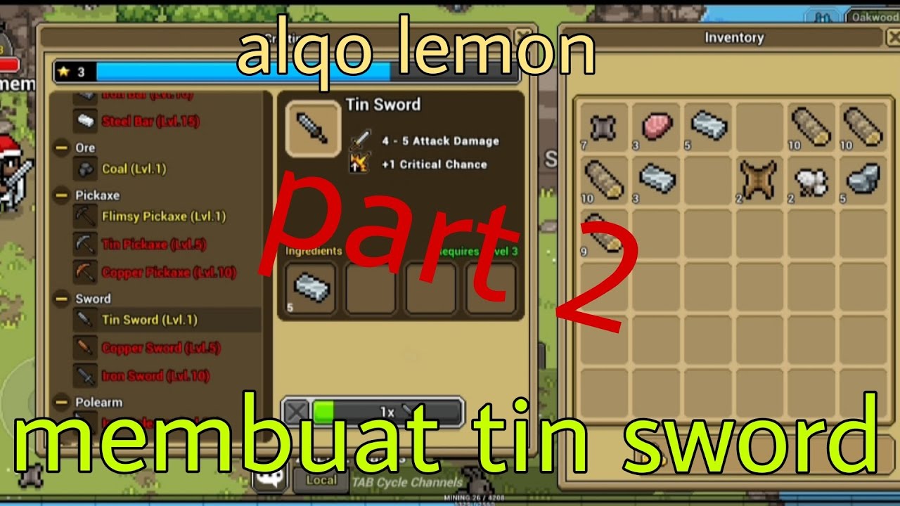 membuat tin sword | hertwood online part 2 - YouTube