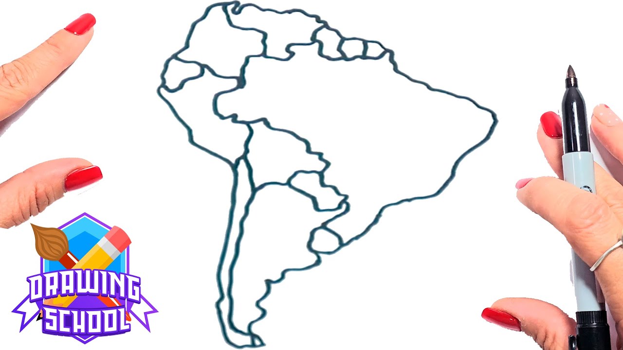 How to DRAW a SOUTH AMERICA MAP? 🗺️ Drawing a SOUTH AMERICA MAP Step by ...