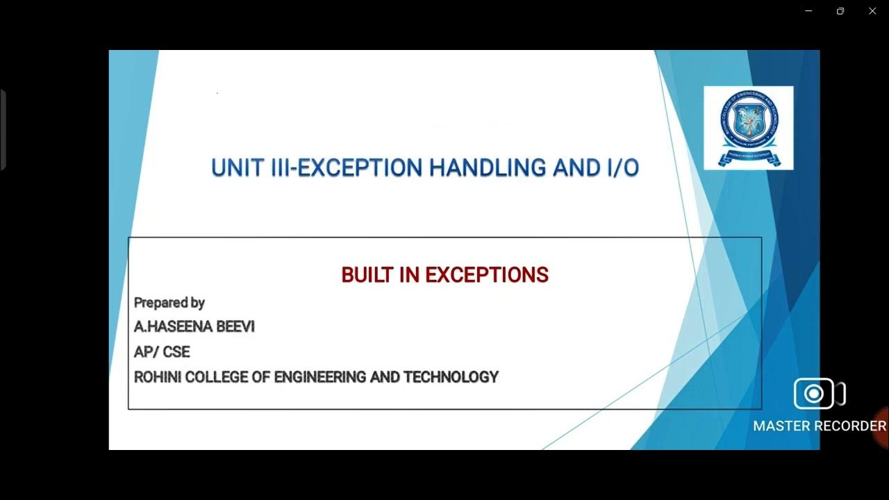 Cs3391 Built In Exceptions Youtube