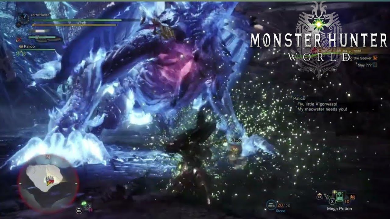 Mhw iceborne - switch axe gameplay - hunt elder " xeno'jiva" - YouTube