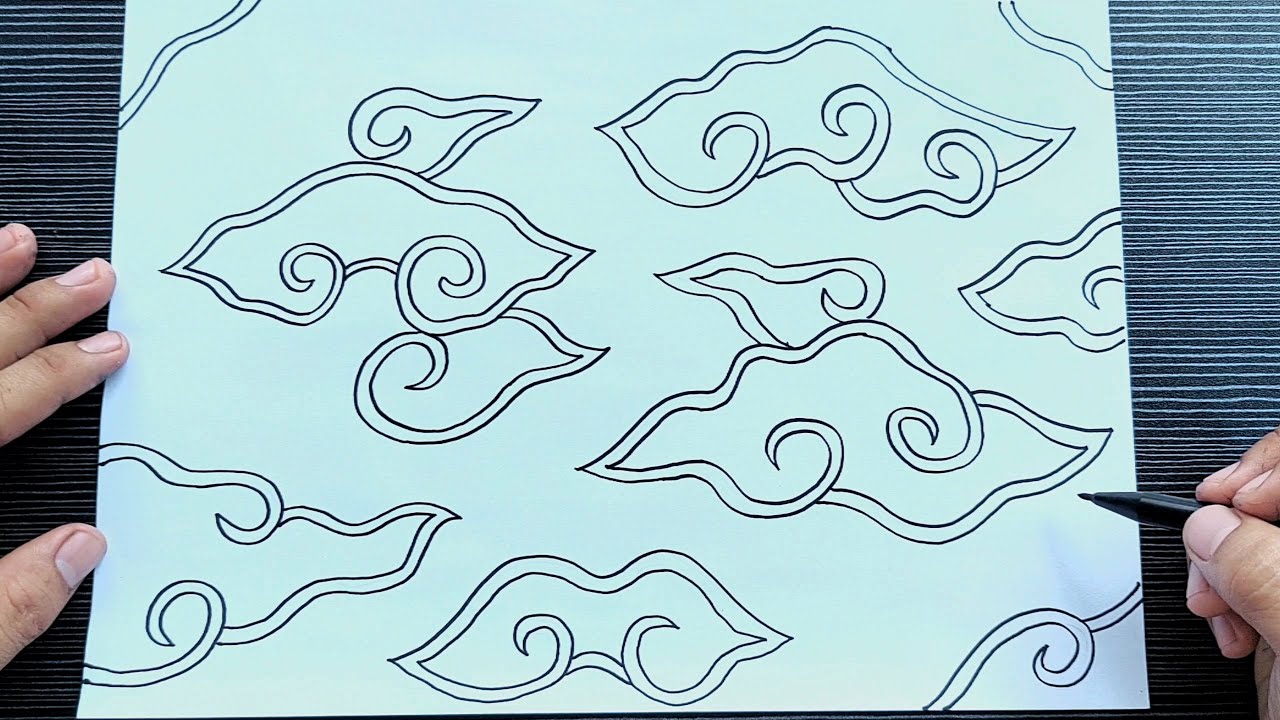 CARA MENGGAMBAR BATIK MEGA MENDUNG YANG MUDAH | Tutorial menggambar ...