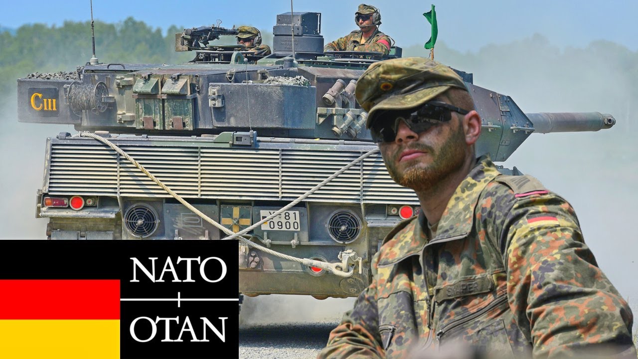 German Army, NATO. Powerful Leopard 2A6 tanks during competitions in ...