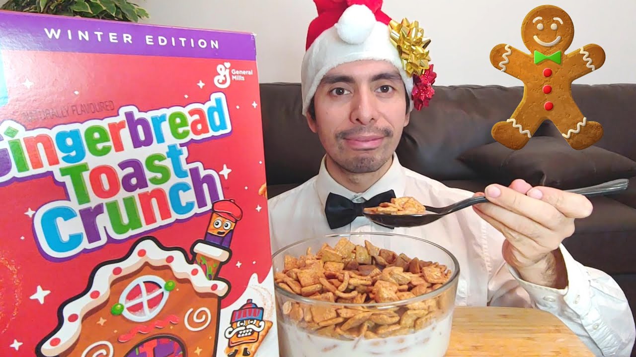 GINGERBREAD TOAST CRUNCH CEREAL MUKBANG EATING SHOW REVIEW - YouTube
