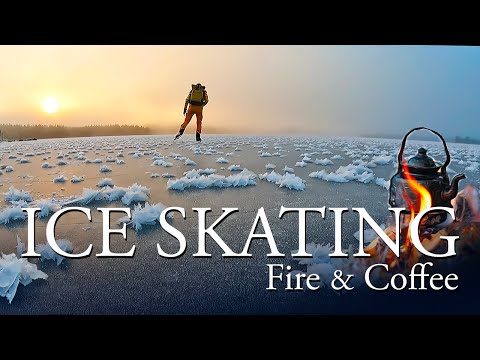 Frozen Lake Ice Skating & Coffee Fire in the North of Sweden | Nordic Skating