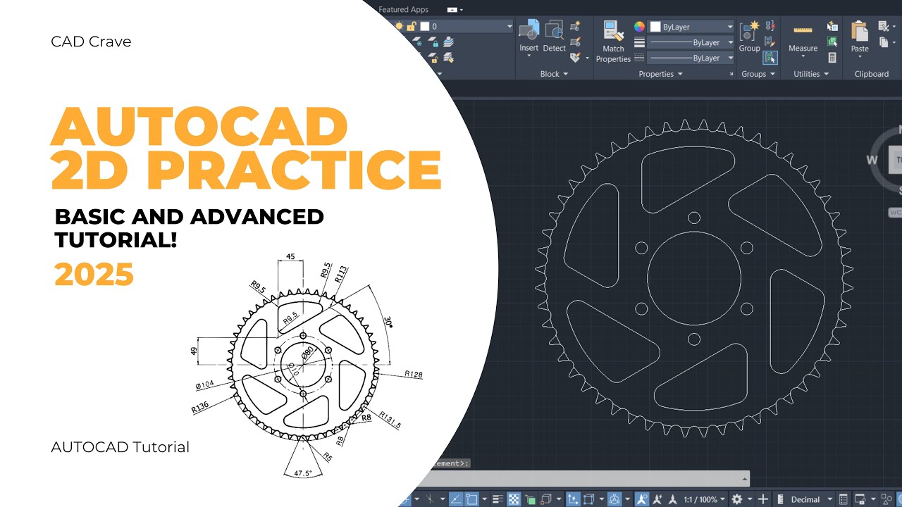 AutoCAD 2D Gear Drawing Tutorial | Basic to Advanced Guide for ...