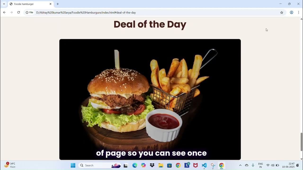 Foodie Hamburger Web Application using HTML CSS JS Fully Responsive Website This is live now ...