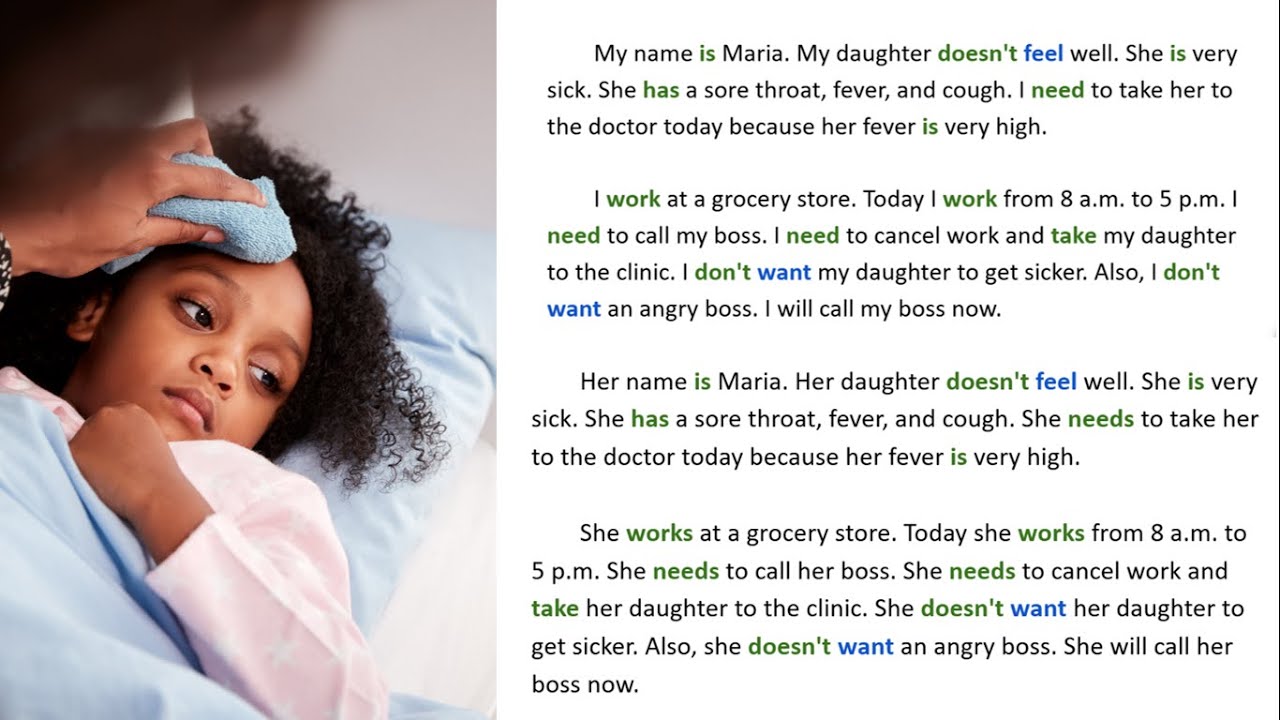 Calling in Sick: Practice Reading Fluency & English Grammar: Positive ...