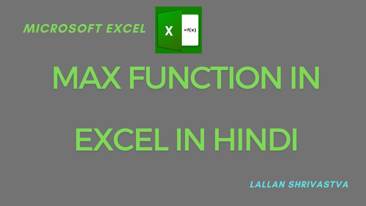 Max function in excel in hindi Anni_Tutorial_Point #lallan_Shrivastva - YouTube