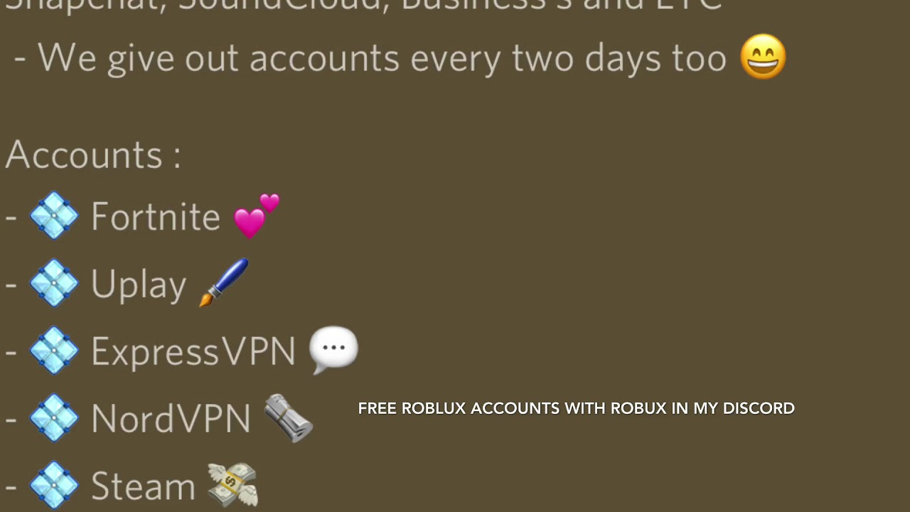 ACCOUNT DISCORD - FREE ROBUX - YouTube