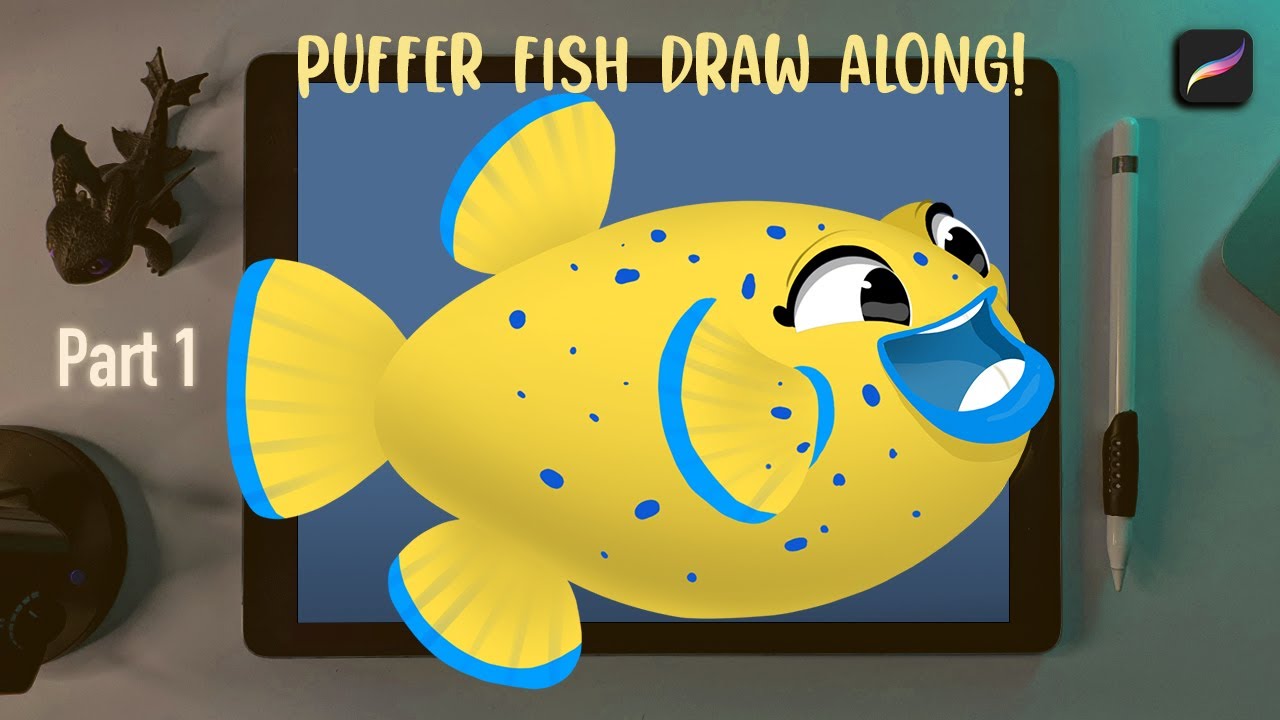 Puffer Fish Draw Along in Procreate! - Step by Step Tutorial - YouTube