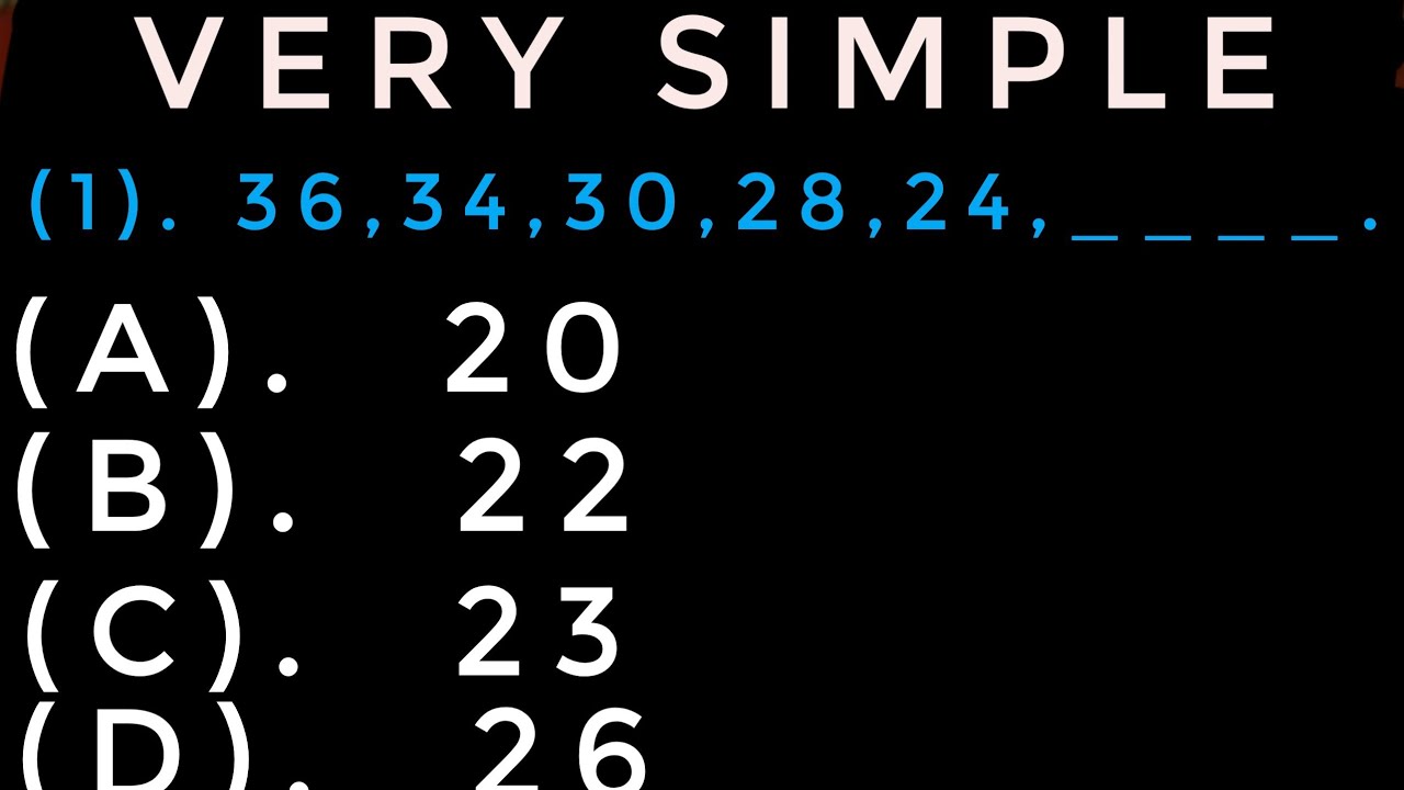 36,34,30,28,24,_?_ reasoning question solve - YouTube