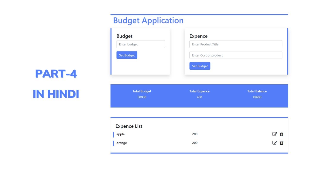 Part 4 Budget Application Development Javascript Justforcode Youtube